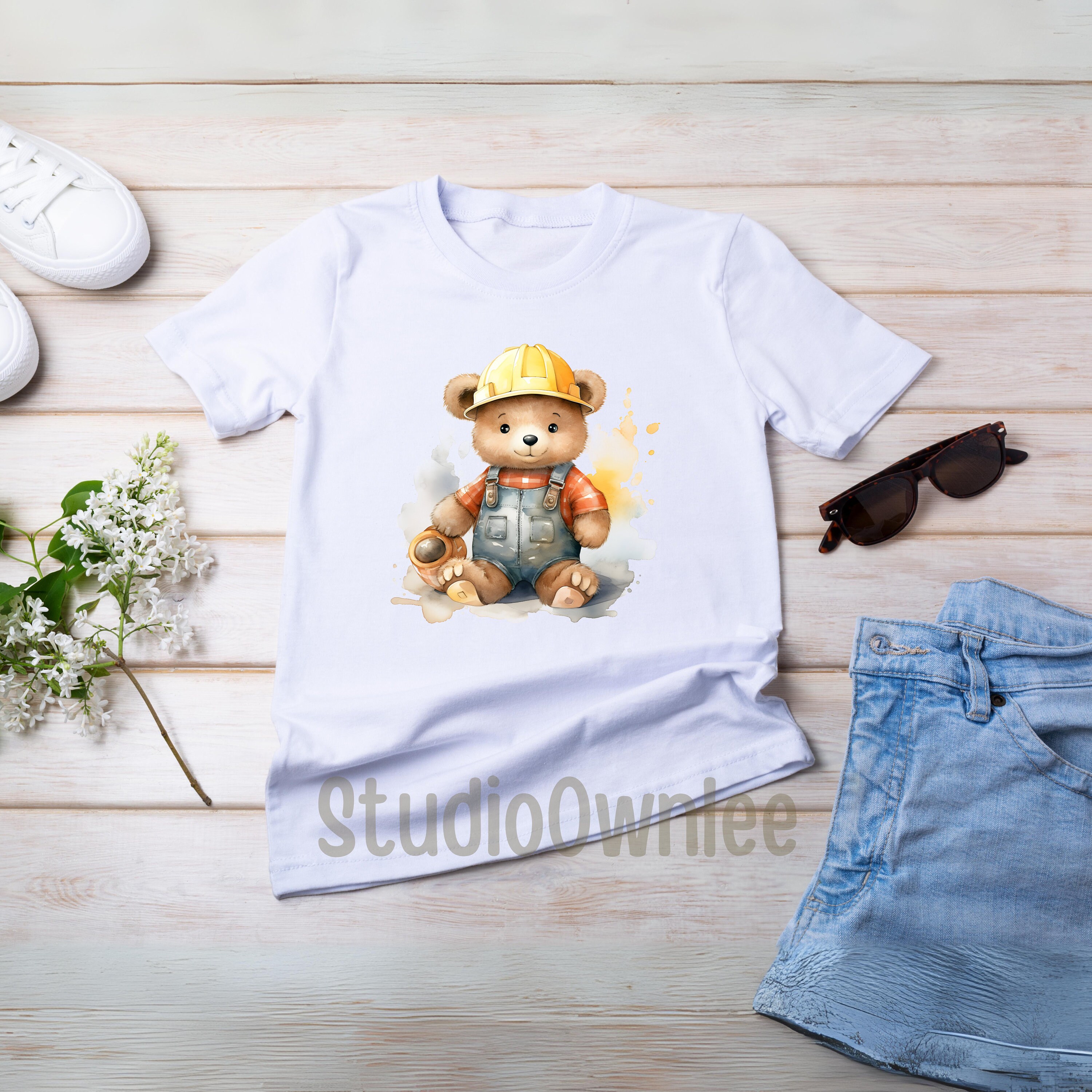 Ingenious Engineer Bears: Set of 12 Watercolor PNG Illustrations ...