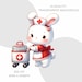 Whimsical Rabbit Nurse: 30 Watercolor PNG Illustrations Clipart instant ...
