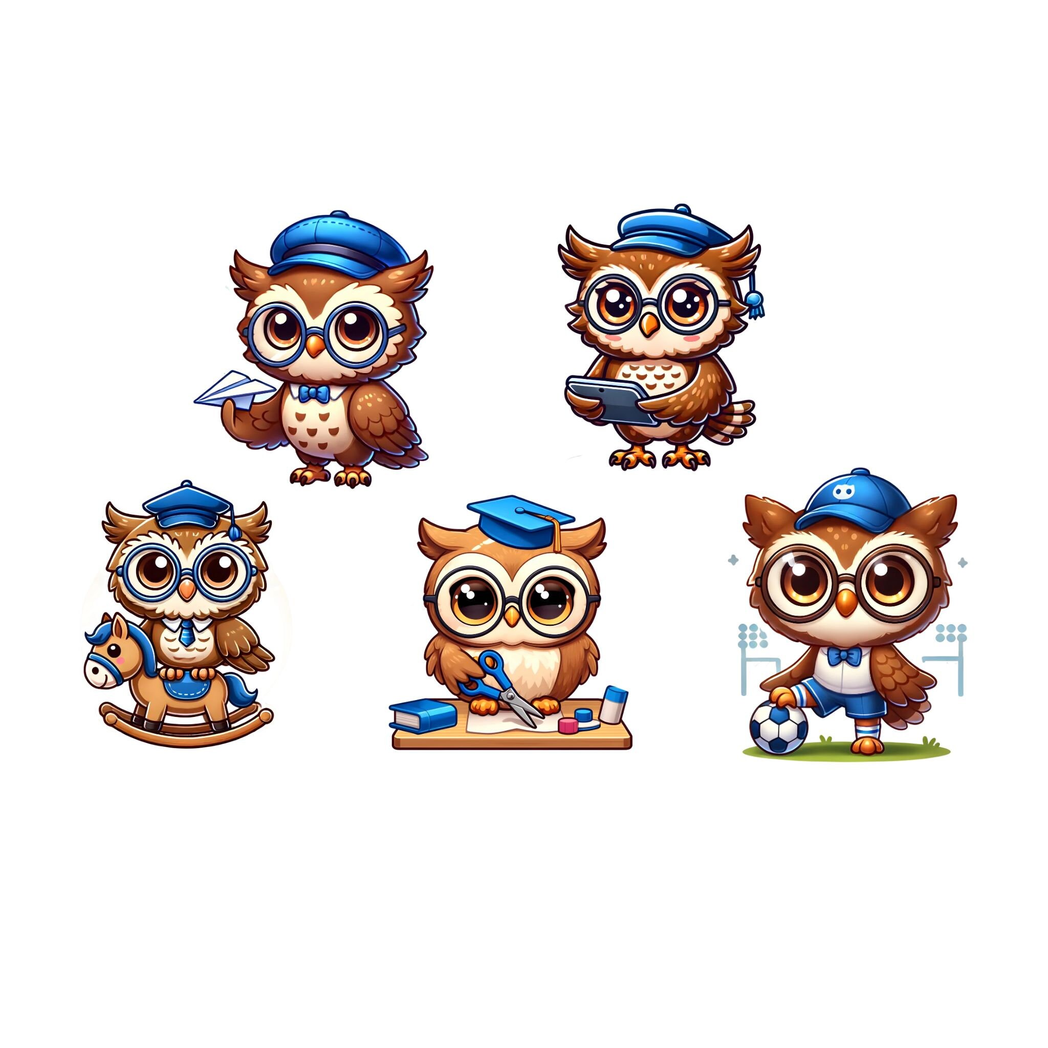 Whimsical School Owl Clipart | 50 PNG Education Illustrations | Back to ...