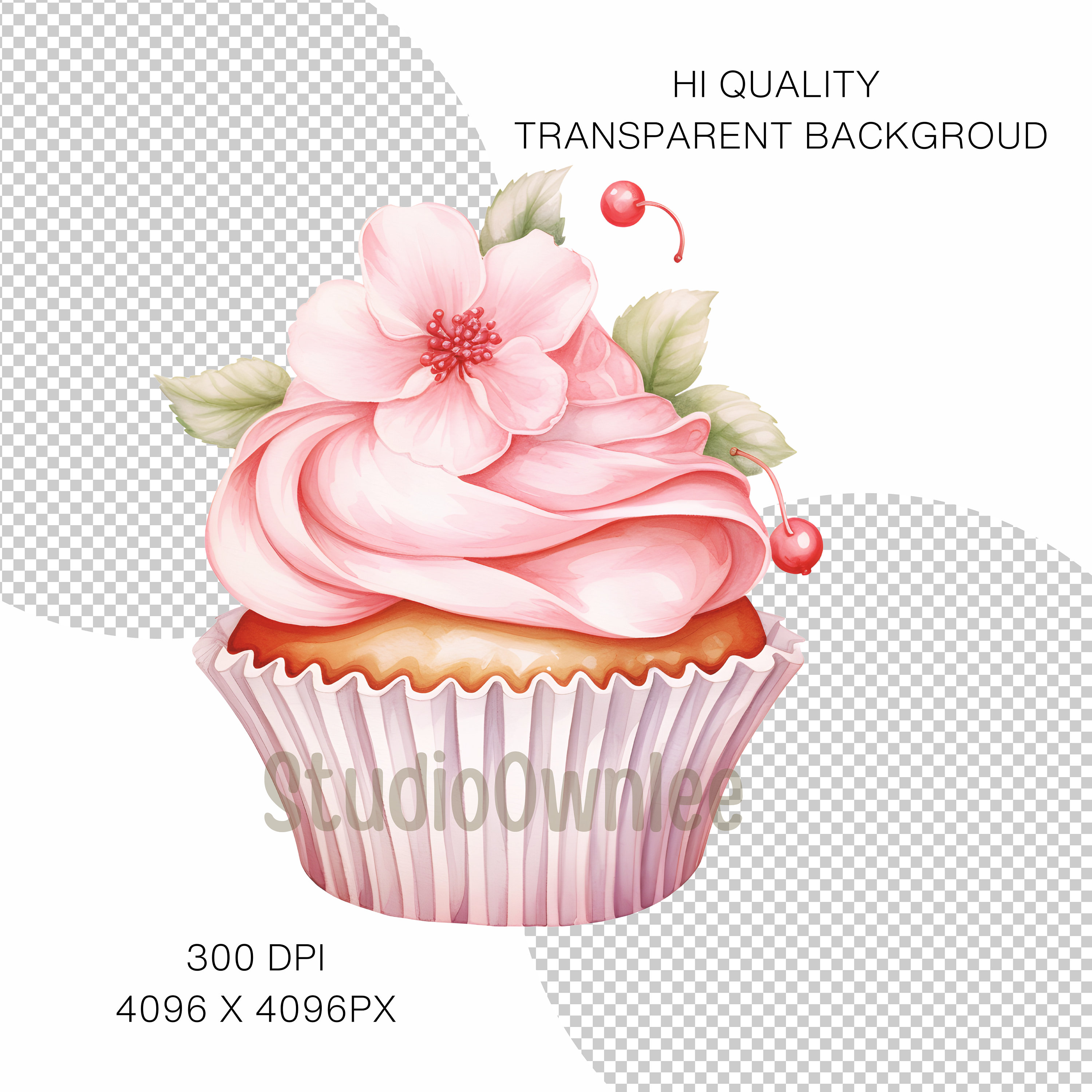 Sweetheart's Delight Watercolor Valentine's Day Cupcakes Clipart ...