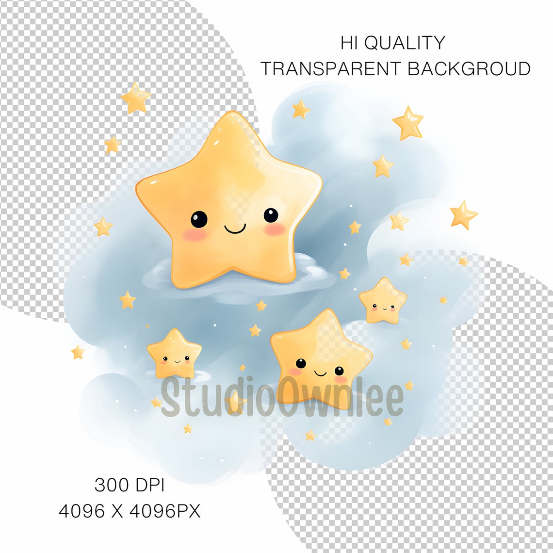 30 Cute Twinkle Little Star Clipart Bundle Watercolor Instant Download ...
