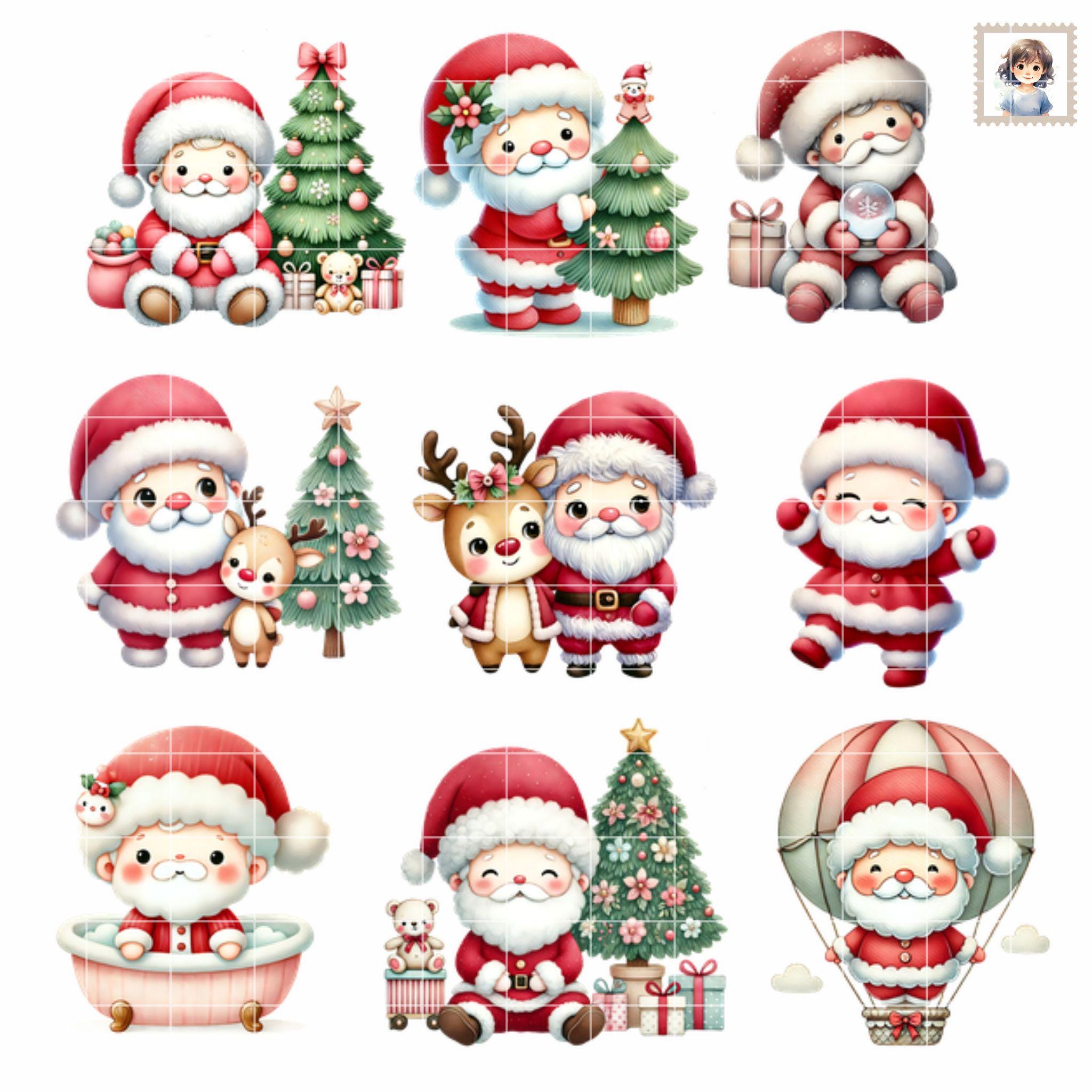 Adorable Santa Claus Christmas Clipart – 40 PNG Files of Cute Santa and ...