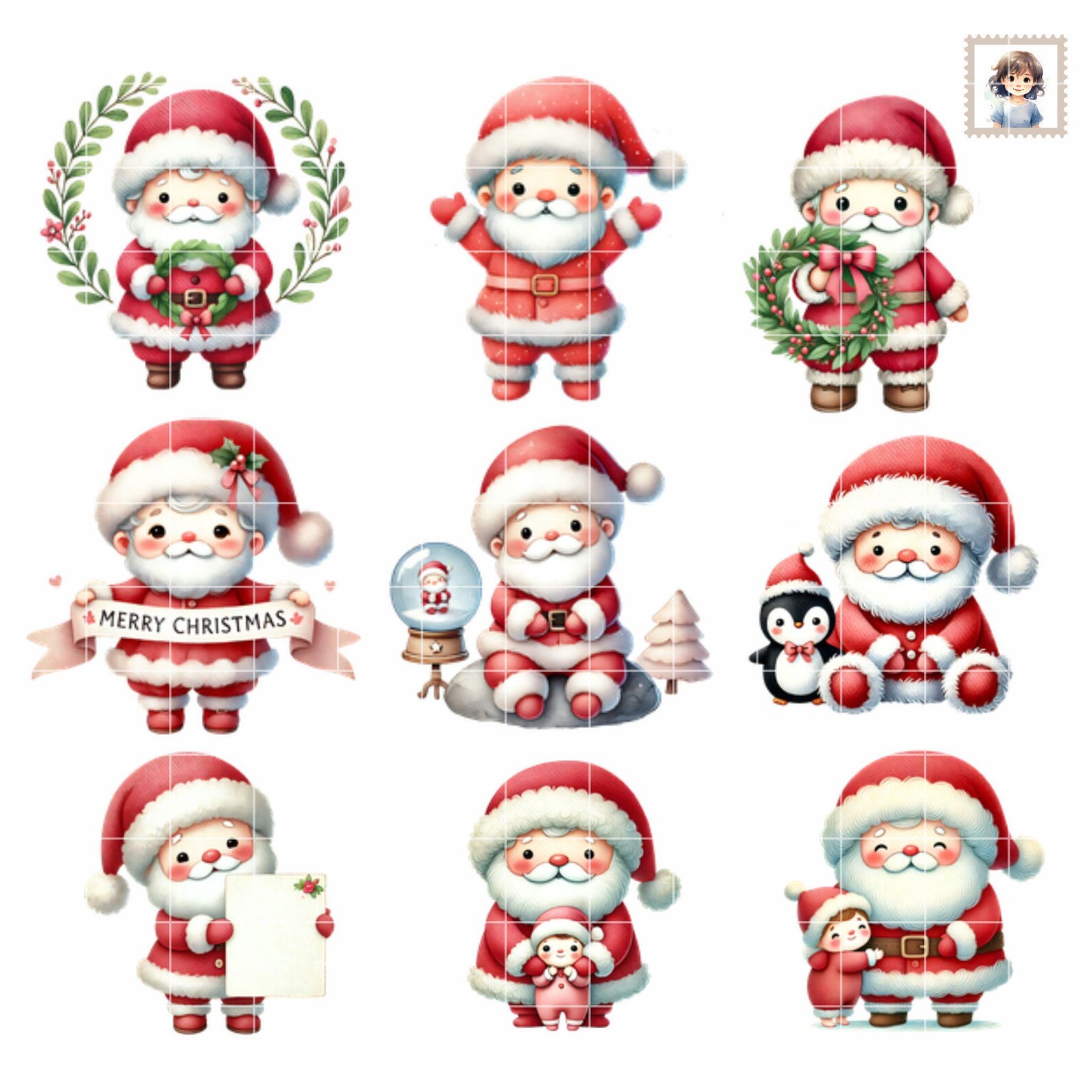 Adorable Santa Claus Christmas Clipart – 40 PNG Files of Cute Santa and ...