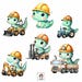 Construction Dinosaur Clipart Set: 30 PNG Illustrations (commercial Use ...