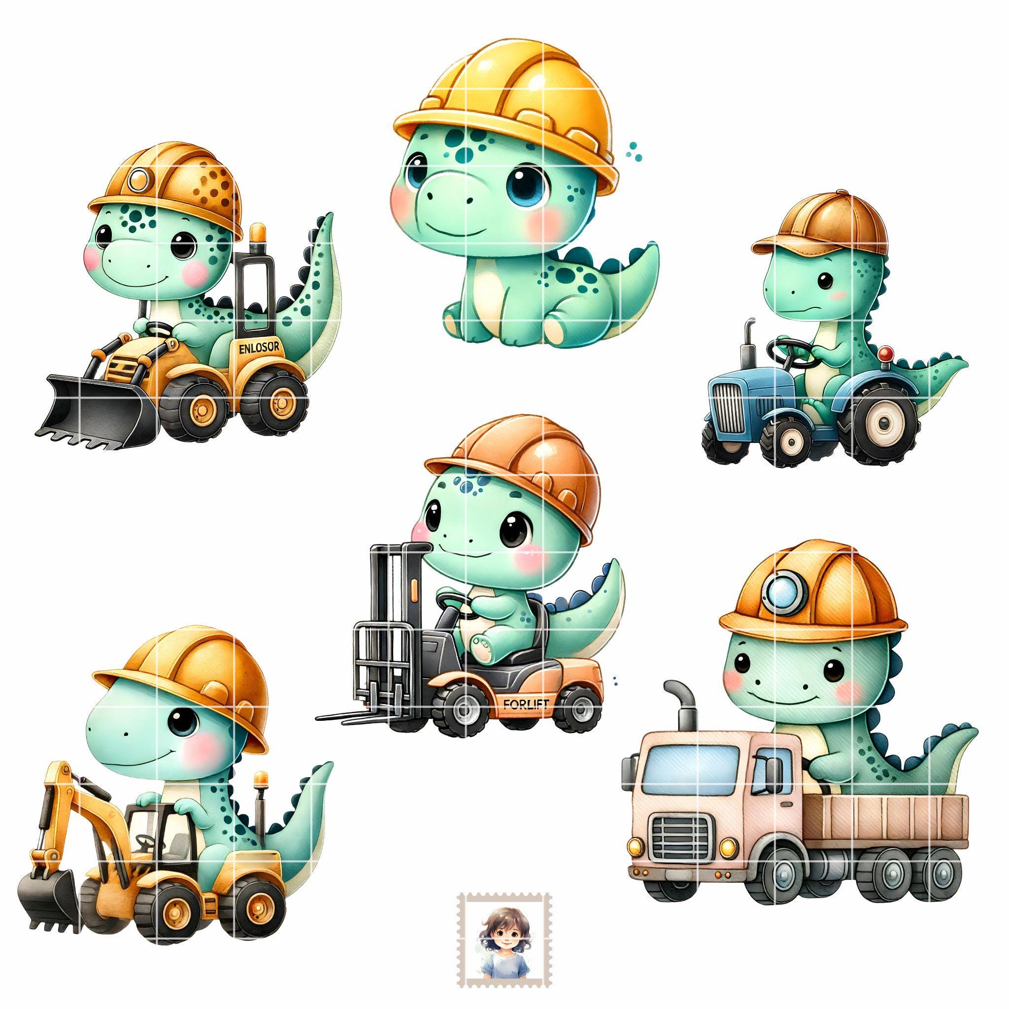 Construction Dinosaur Clipart Set: 30 PNG Illustrations (commercial Use ...