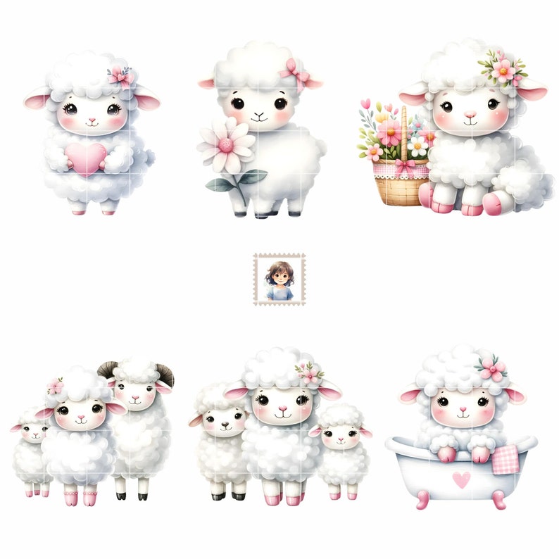 Pink Sheep Nursery: 36 Watercolor Illustrations (digital Download) - Etsy