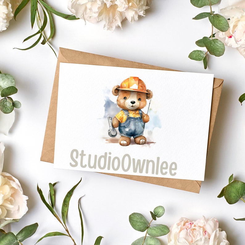 Ingenious Engineer Bears: Set of 12 Watercolor PNG Illustrations ...