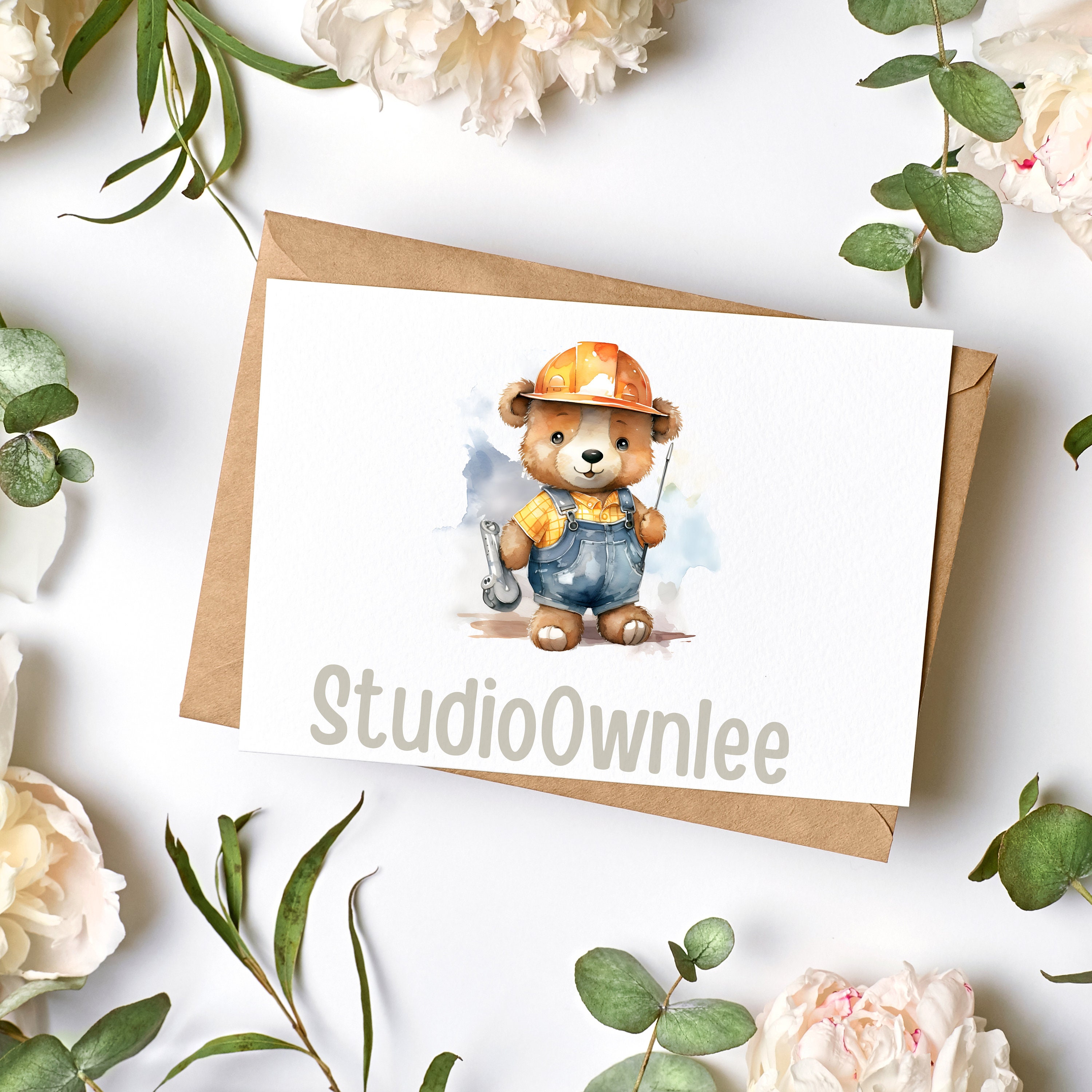 Ingenious Engineer Bears: Set of 12 Watercolor PNG Illustrations ...