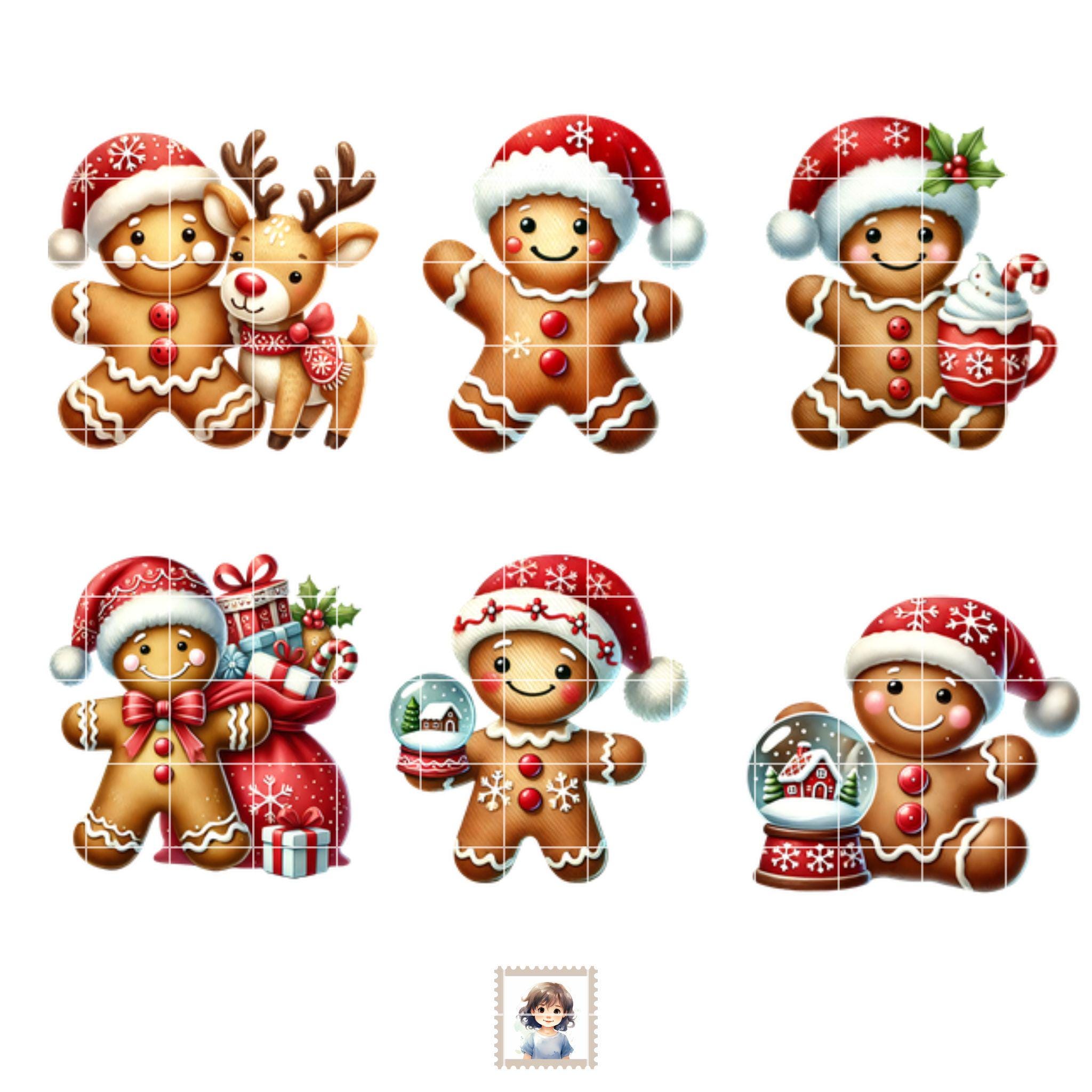 Christmas Gingerbread Man Clipart: Festive Holiday PNG (36 Files) - Etsy