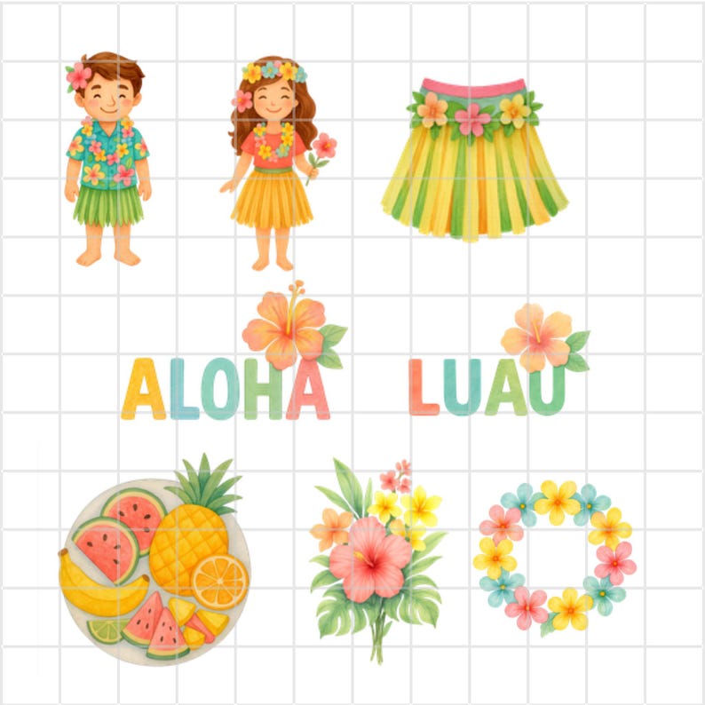 Luau Clipart: 35 Tropical Hawaiian Party Pngs (digital Download) - Etsy