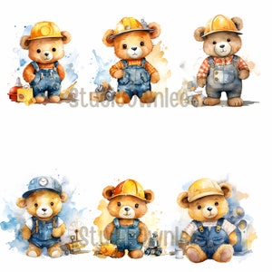 Ingenious Engineer Bears: Set of 12 Watercolor PNG Illustrations ...
