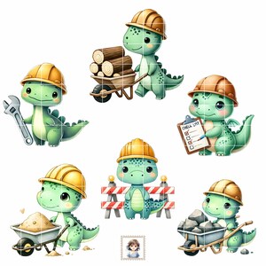 Cute Construction Dinosaur Clipart Set | 30 PNG Education Illustrations ...