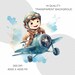 Adventurous Pilot: Watercolor PNG Illustrations of a Cute Boy Flying an ...