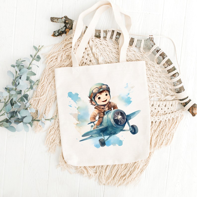 Adventurous Pilot: Watercolor PNG Illustrations of a Cute Boy Flying an ...