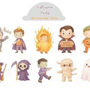 Cute Halloween Party Clipart Set – 50 Pngs | Kids Halloween Costume ...