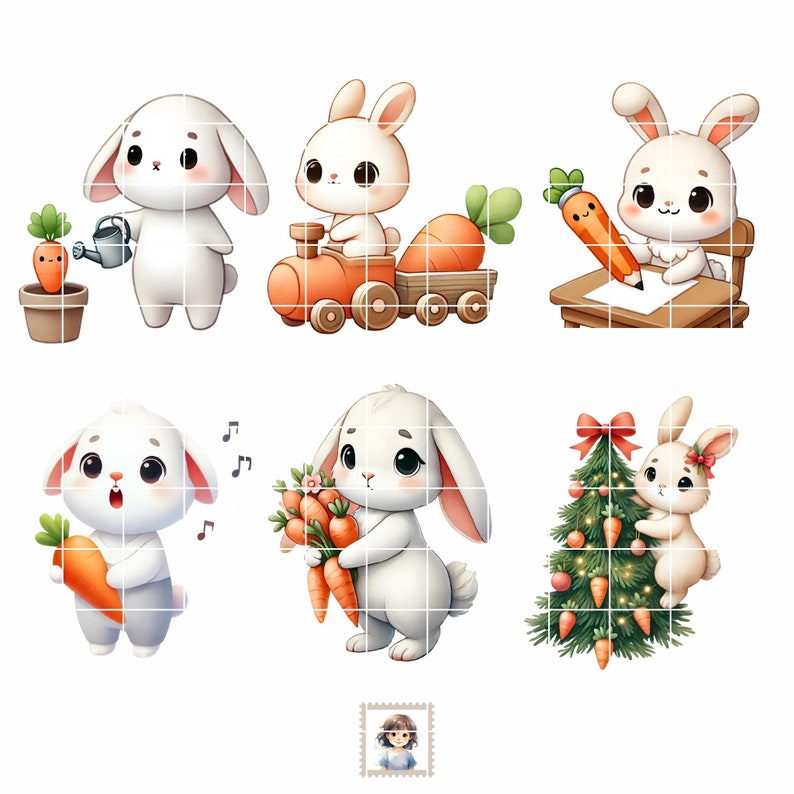 Bunny Carrot Watercolor Clipart: 30 PNG Designs (digital Download) - Etsy