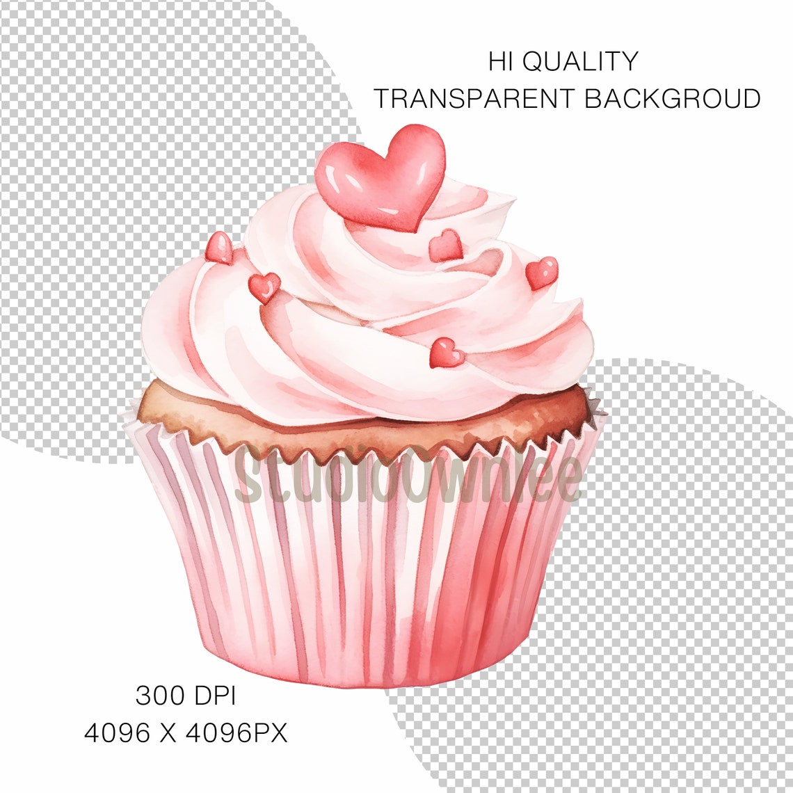 Sweetheart's Delight Watercolor Valentine's Day Cupcakes Clipart ...