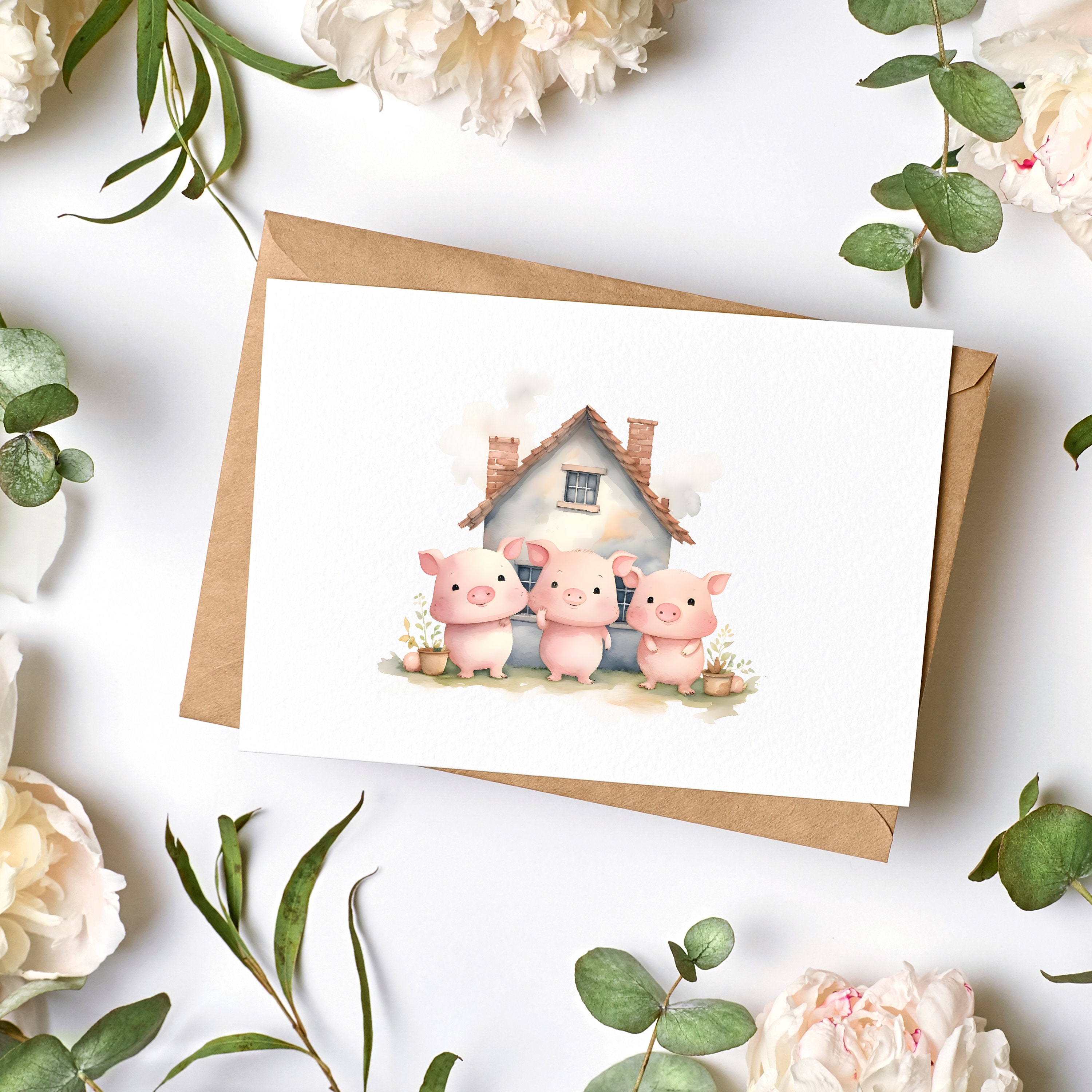 3 Little Pigs and Brick House Collection - Adorable PNG Illustrations ...