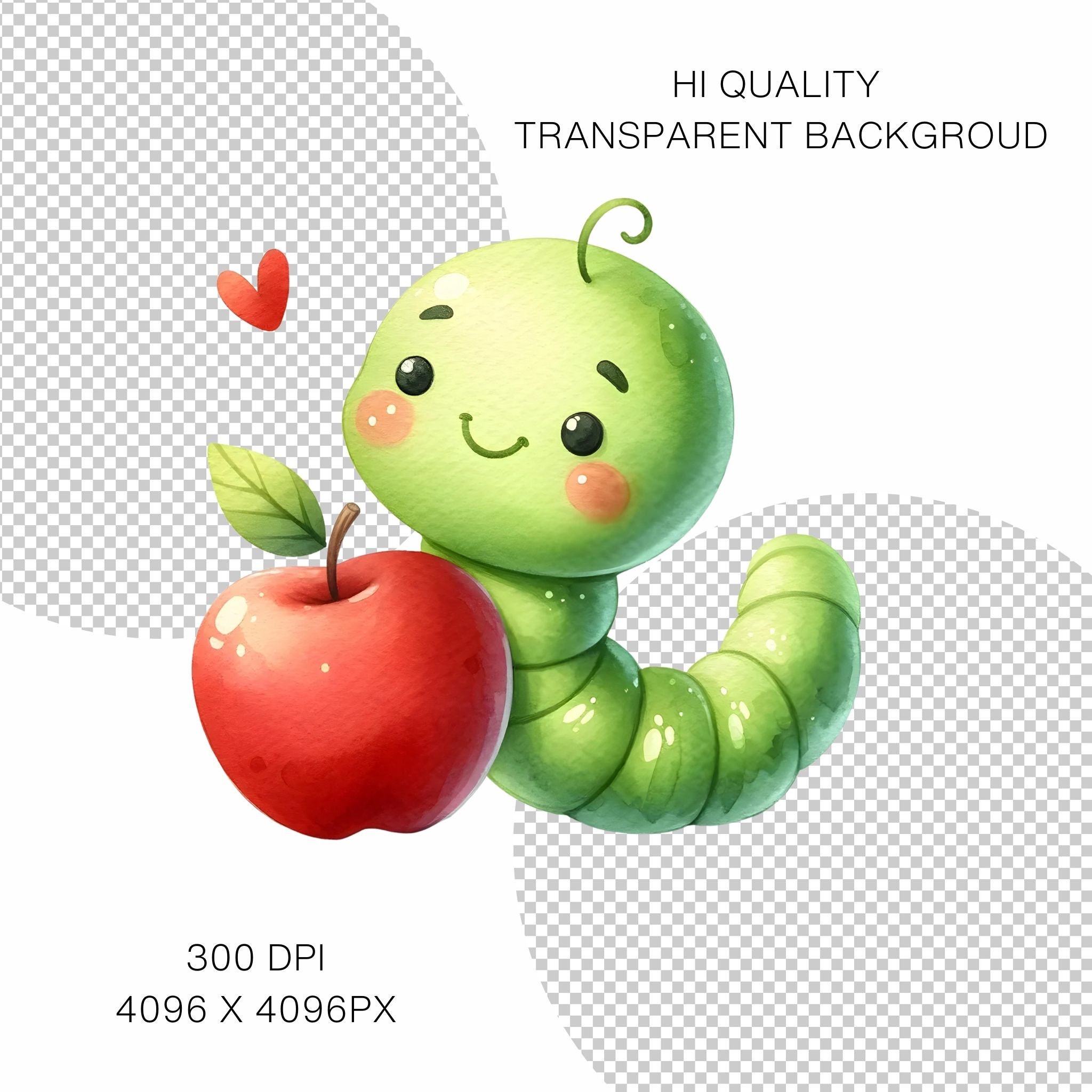 Cheerful Wormy Friends: 30 Cute Worm Watercolor Clipart Pngs - Digital ...