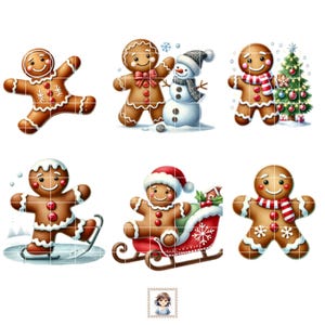Christmas Gingerbread Man Clipart – 36 PNG Files of Festive Gingerbread ...