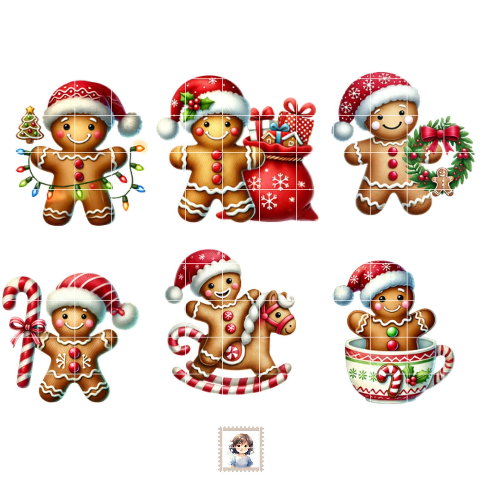 Christmas Gingerbread Man Clipart – 36 PNG Files of Festive Gingerbread ...