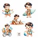 Summer Aloha Hawaiian Boy: 50 HQ Watercolor PNG Illustrations Instant ...