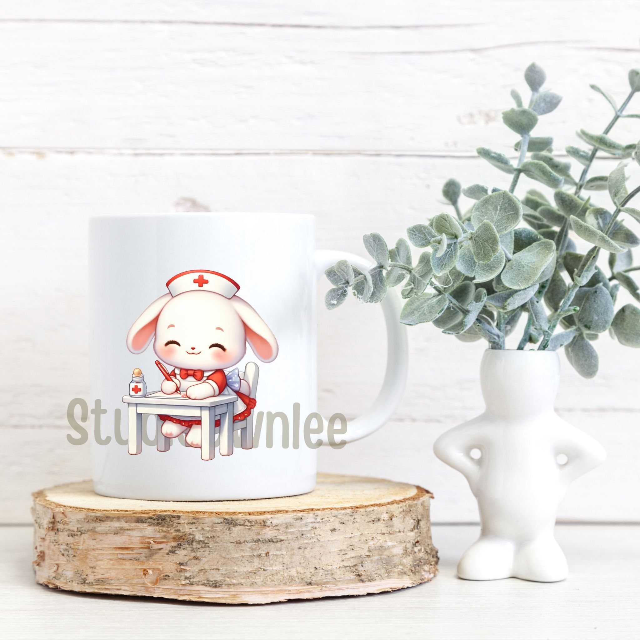 Whimsical Rabbit Nurse: 30 Watercolor PNG Illustrations Clipart instant ...