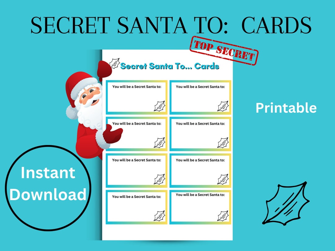 Secret Santa Cards, PRINTABLE, Christmas Gift Exchange - Etsy