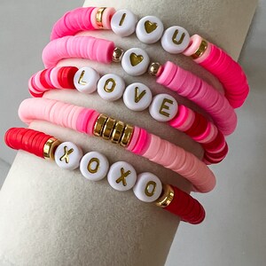 Valentines Day Bracelets, Valentines Day Gift, Teacher Gift, Clay Bead ...