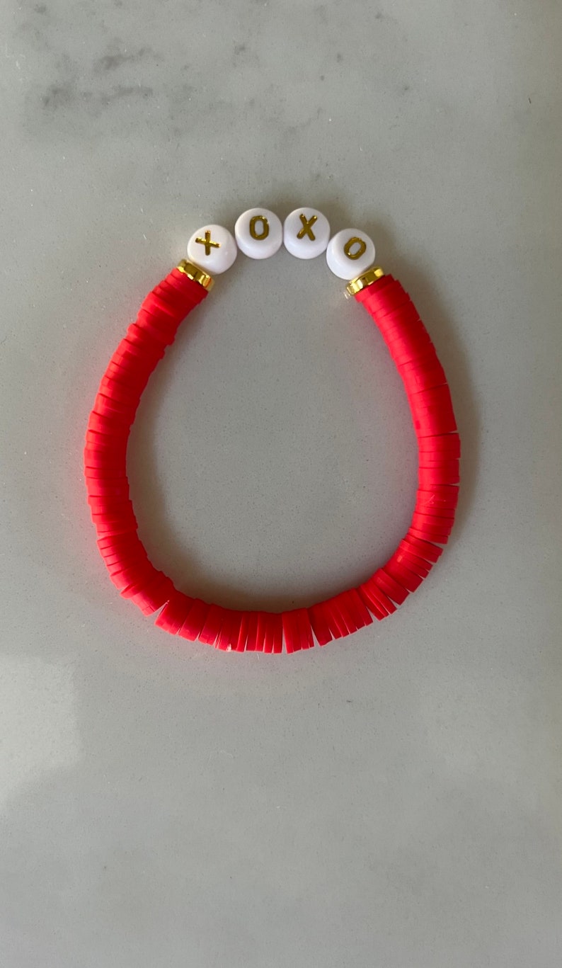 Valentines Day Bracelets, Valentines Day Gift, Teacher Gift, Clay Bead ...
