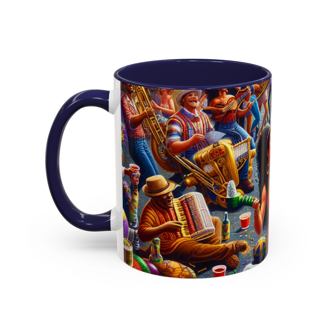Louisiana Mug, Mardi Gras Celebration in New Orleans, Colorful Coffee ...