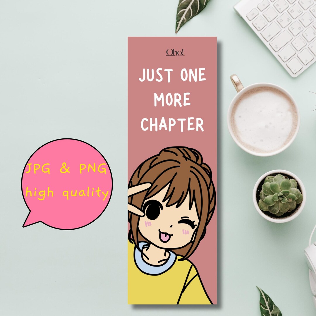 Kawaii Girl Printable Bookmark | 2x6 Inch Bookmark | Digital PNG & JPG ...