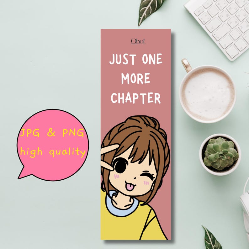 Kawaii Girl Printable Bookmark | 2x6 Inch Bookmark | Digital PNG & JPG ...