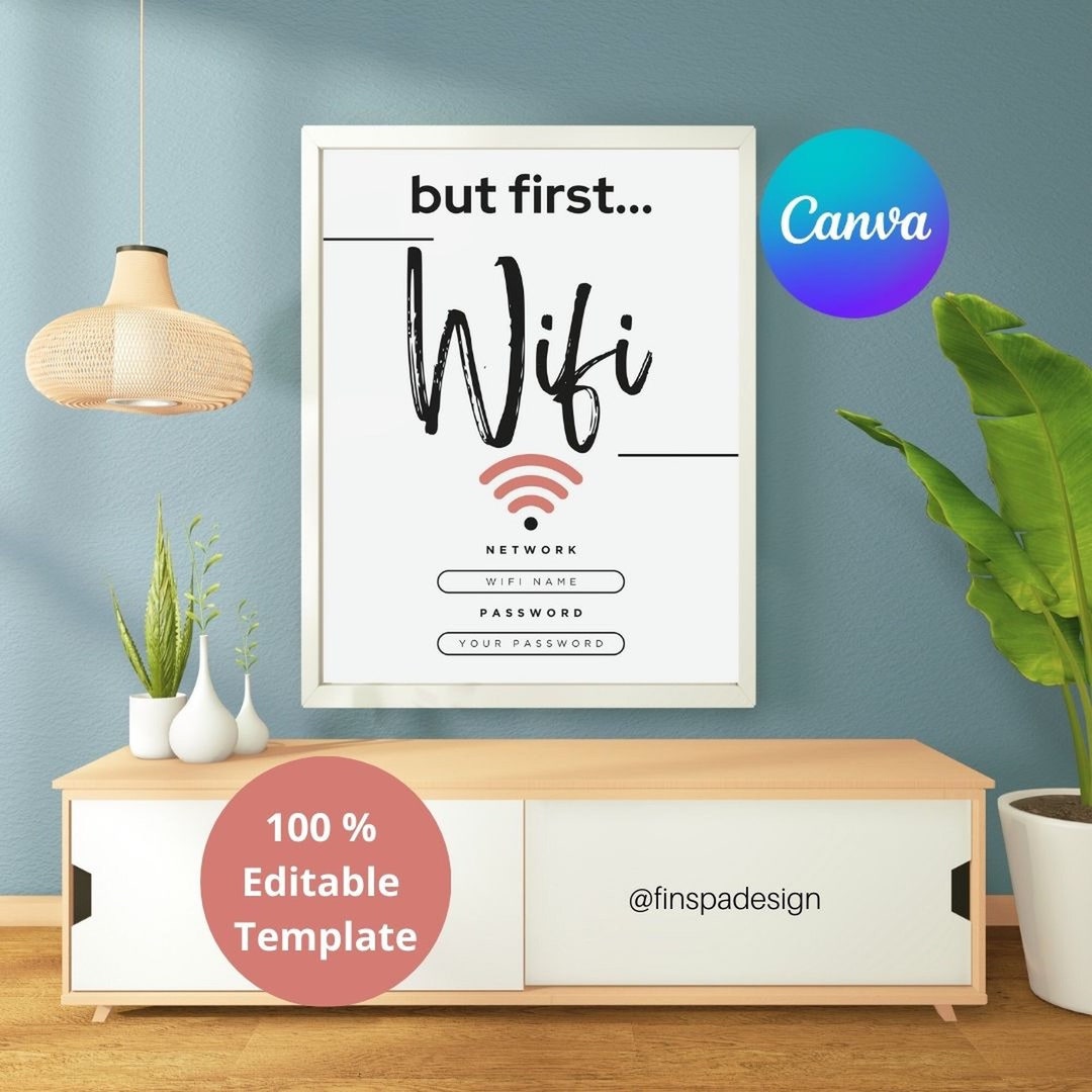 Wifi Password Sign Printable, Editable Free Wifi Sign Template, Small ...