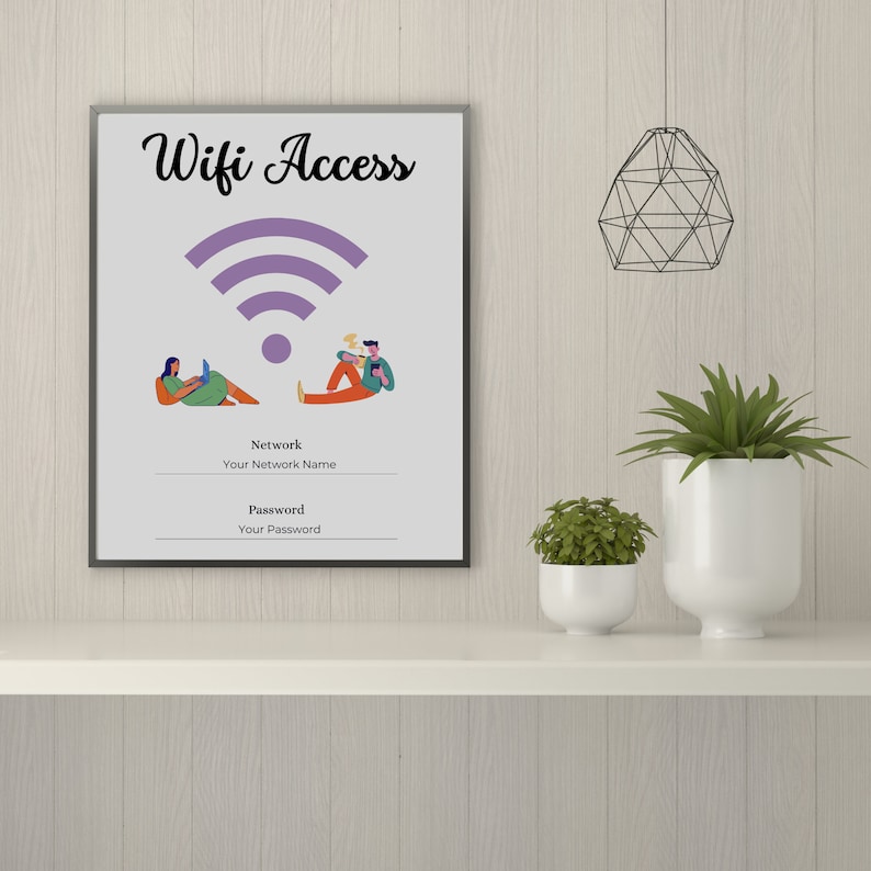Editable Wifi Password Sign, Minimalist Canva Template (digital ...