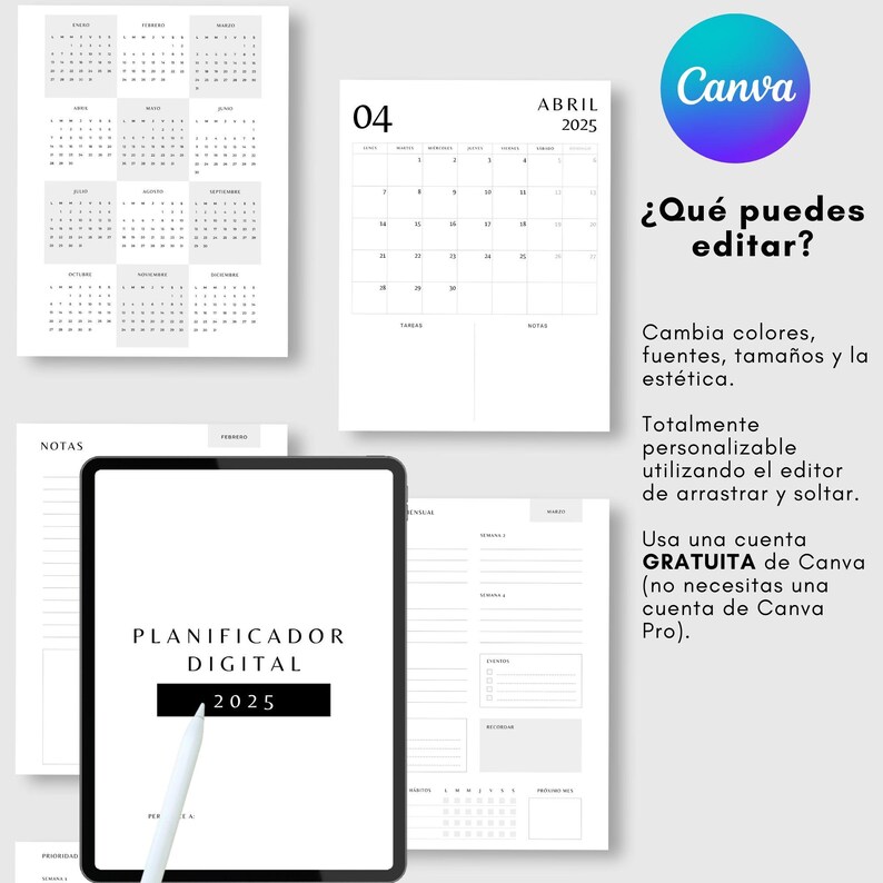 Planificador Digital, Español, Editable En Canva, Planificación Diaria ...
