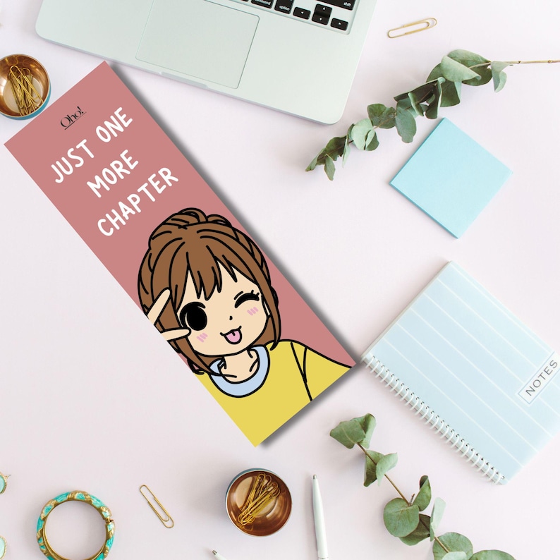 Kawaii Girl Printable Bookmark | 2x6 Inch Bookmark | Digital PNG & JPG ...