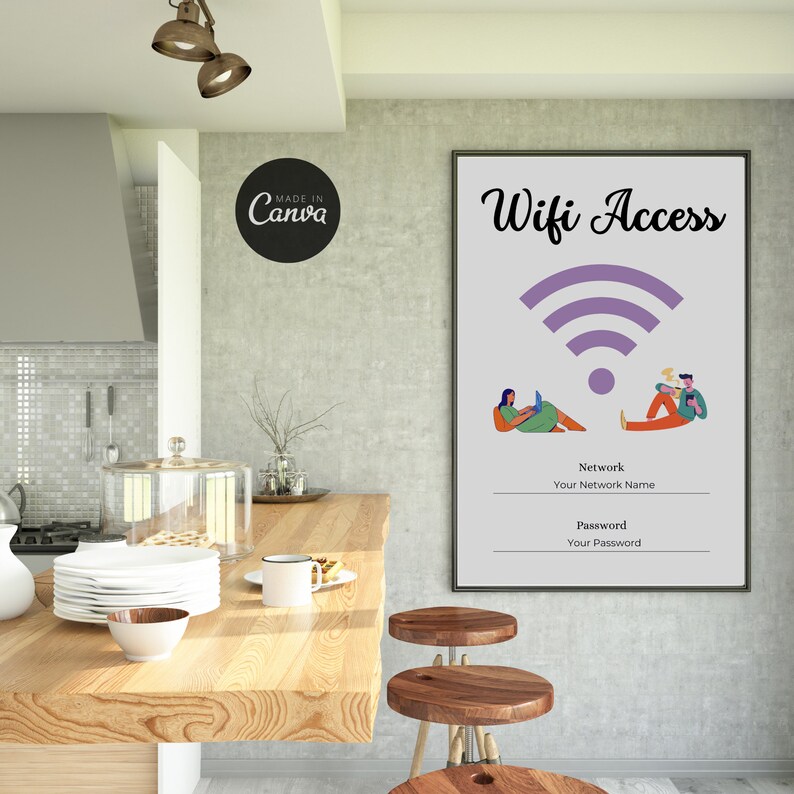 Wifi Code Sign, Rental Wifi Sign, Wifi Sign Template, Airbnb Sign, Wifi ...