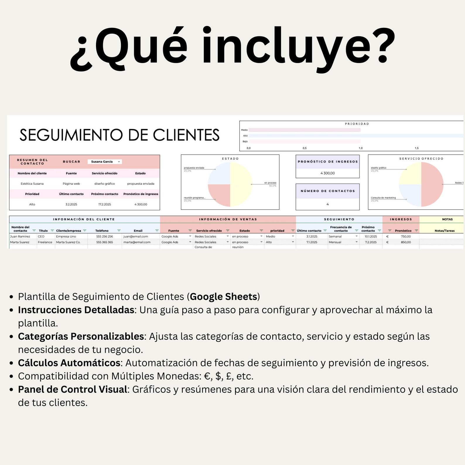 Gestión De Clientes Google Sheets, Hoja De Cálculo Pequeñas Empresas ...