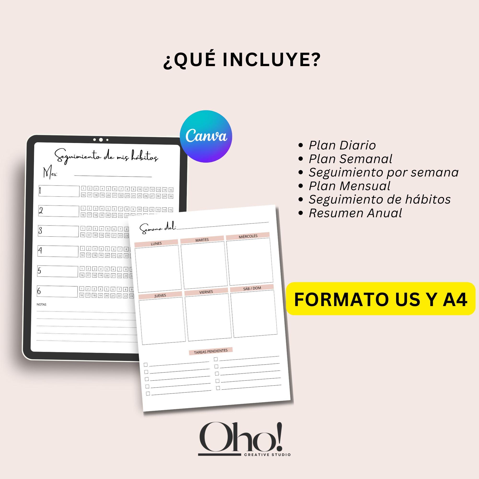 Planificador Digital, Español, Editable En Canva, Planificación Diaria ...