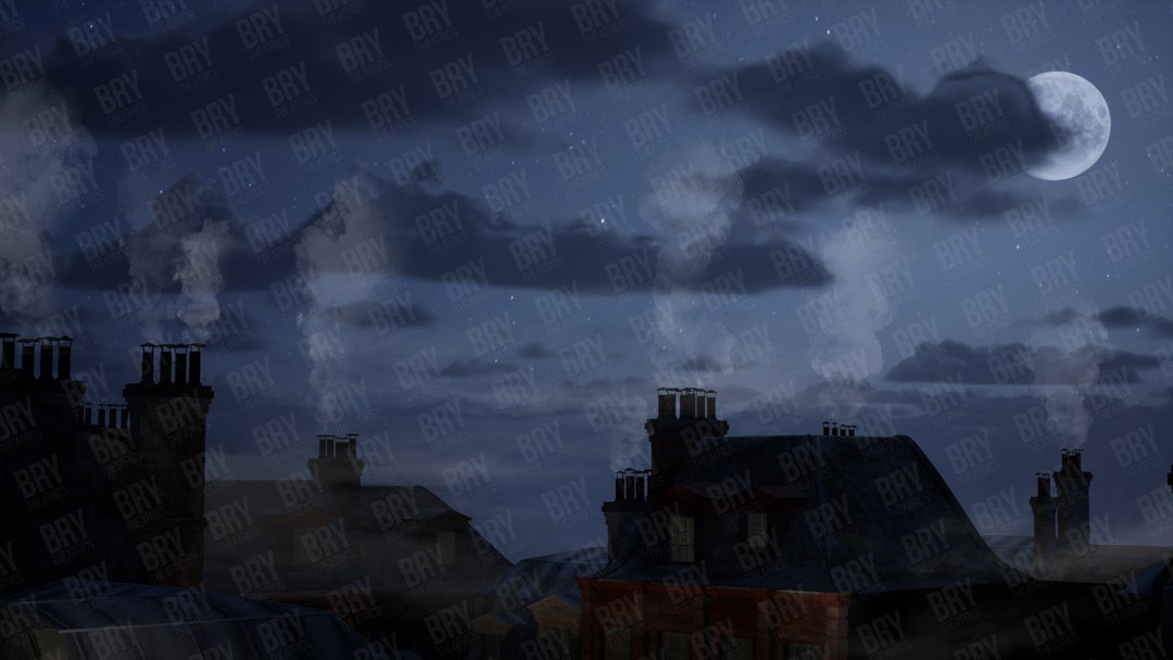 Victorian London Rooftop Night Sky Digital Backdrop - Etsy