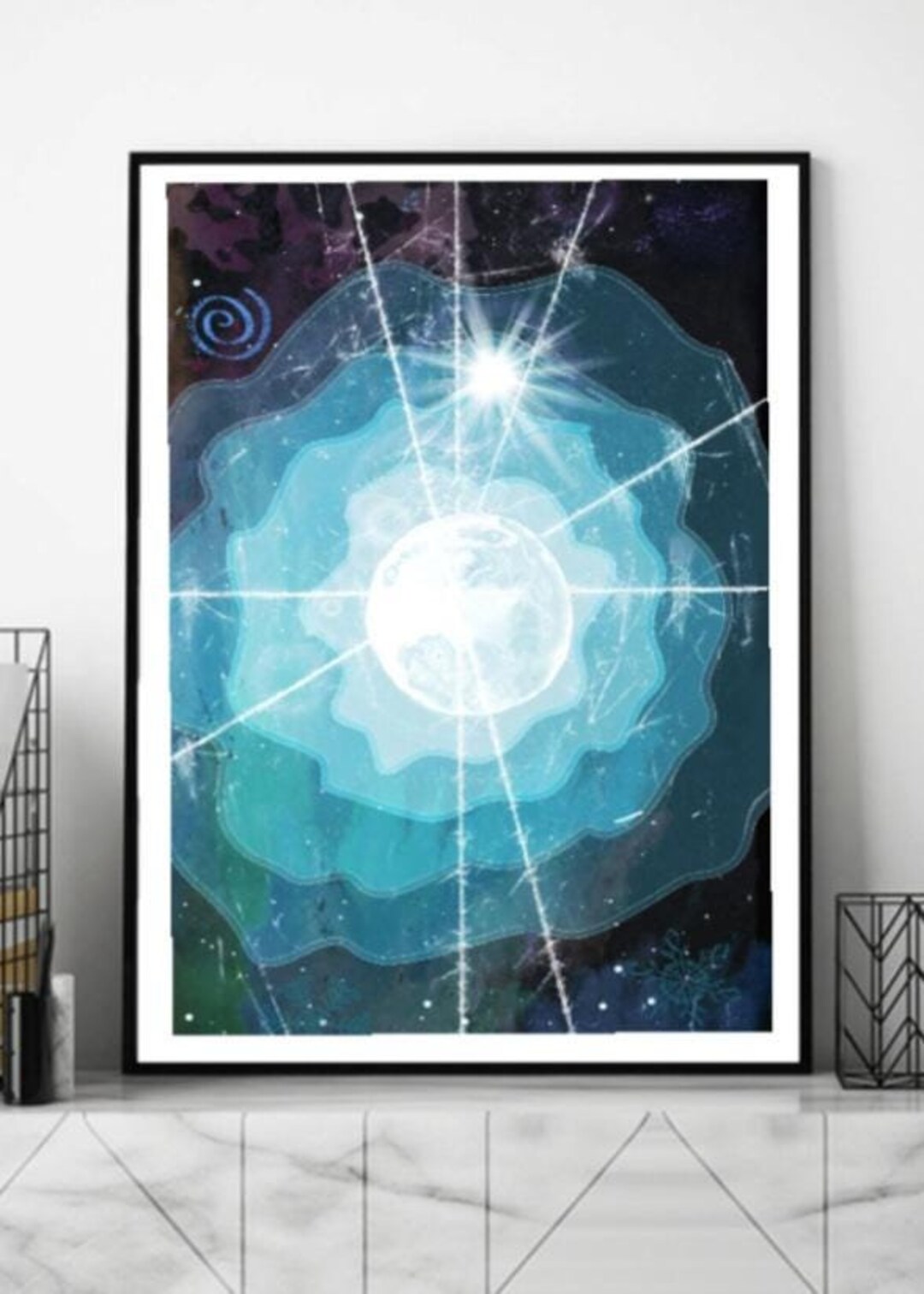 Unique Moon Art, Kids Bedroom Decor, Cosmic Space Picture, Starseed ...