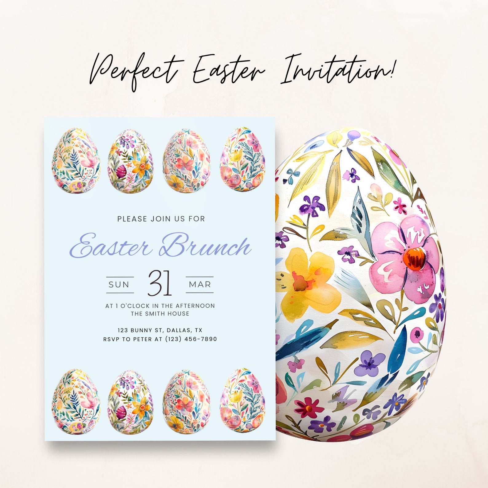 Watercolor Floral Easter Eggs Clipart Bundle | 12 PNG Images ...