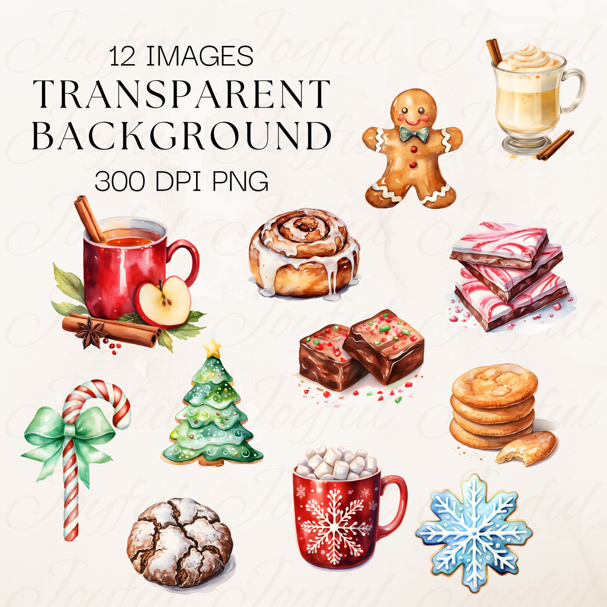 Watercolor Christmas Treats Clipart | 12 IMAGE BUNDLE | for Commercial ...