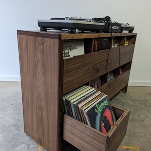 DJ Booth With Vinyl Storage Drawers in Solid Walnut - Etsy