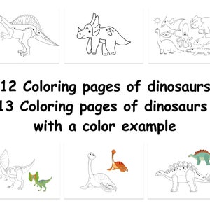 25 Dinosaurs Coloring Pages, Printable Dinosaur Digital Coloring Book ...