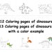 25 Dinosaurs Coloring Pages, Printable Dinosaur Digital Coloring Book ...