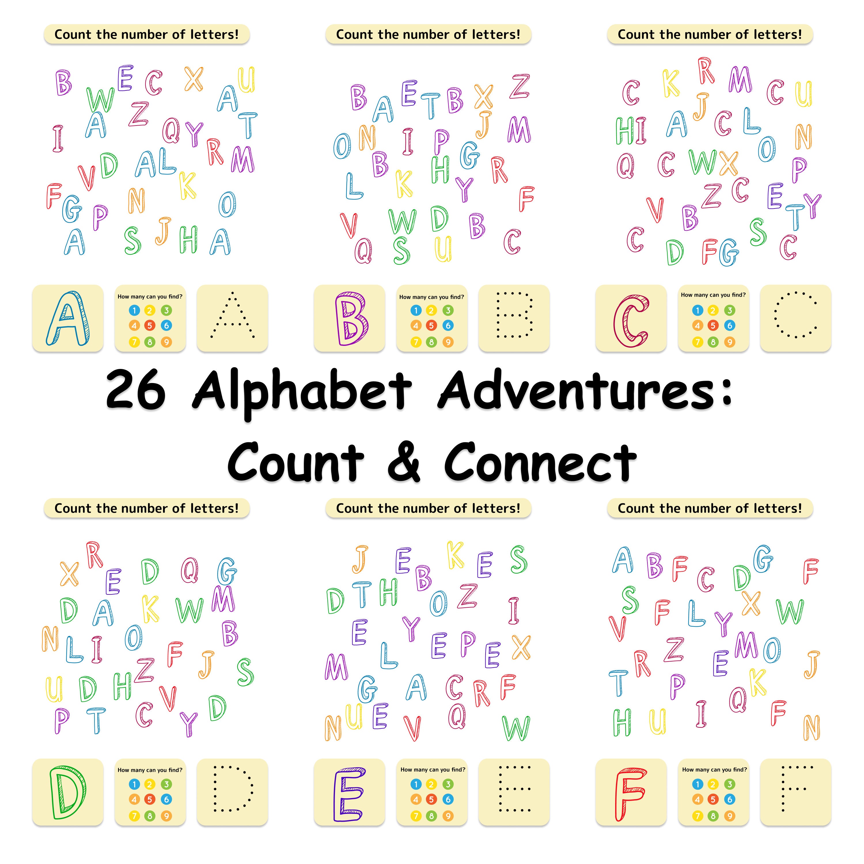 ABC Templates for Children, Count and Connect. Preschool Pre-k ...