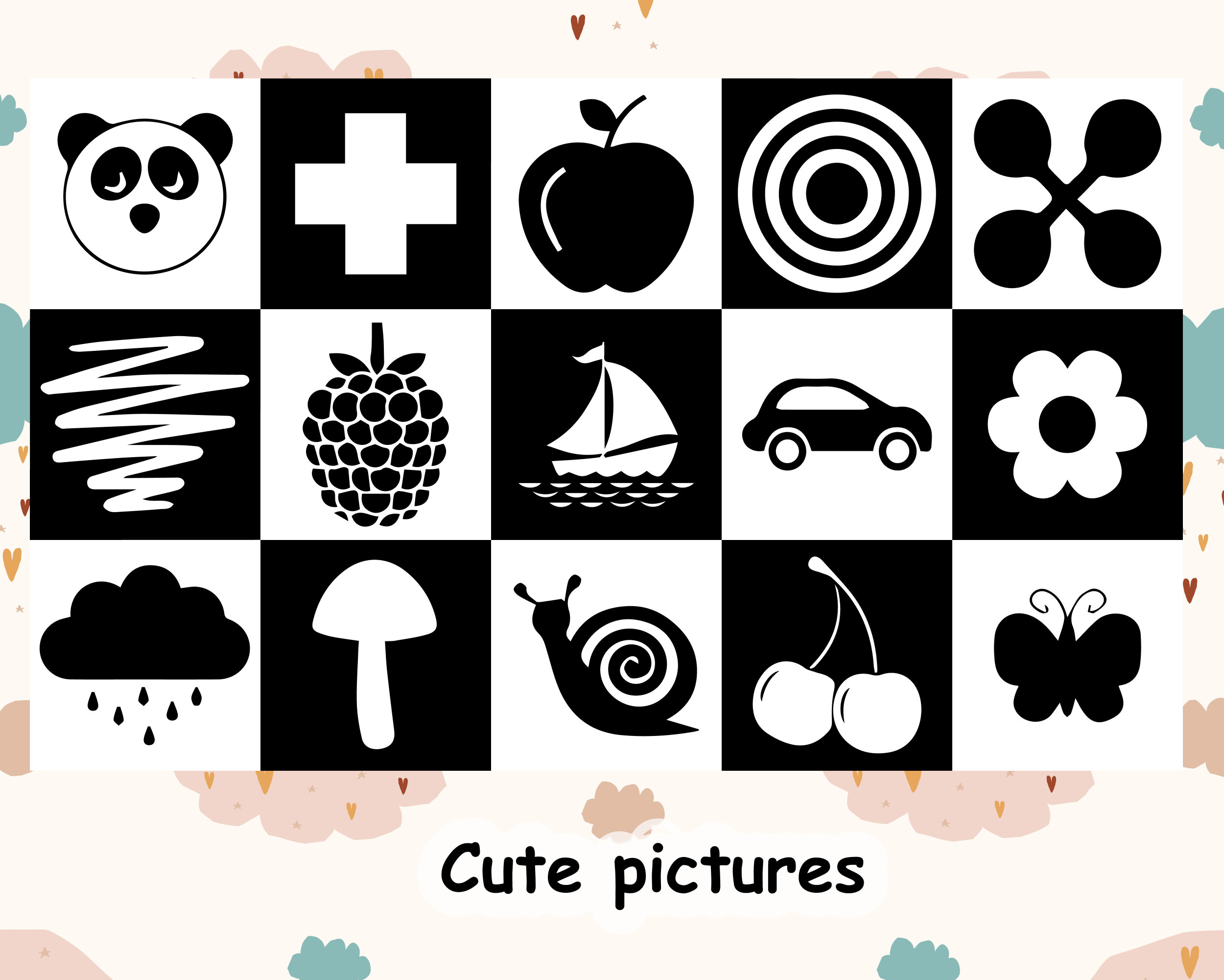 276 Baby Sensory Flashcards | High Contrast Sensory Card| Montessori ...