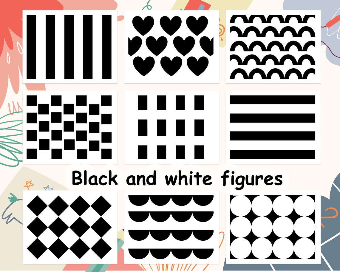 276 Baby Sensory Flashcards | High Contrast Sensory Card| Montessori ...